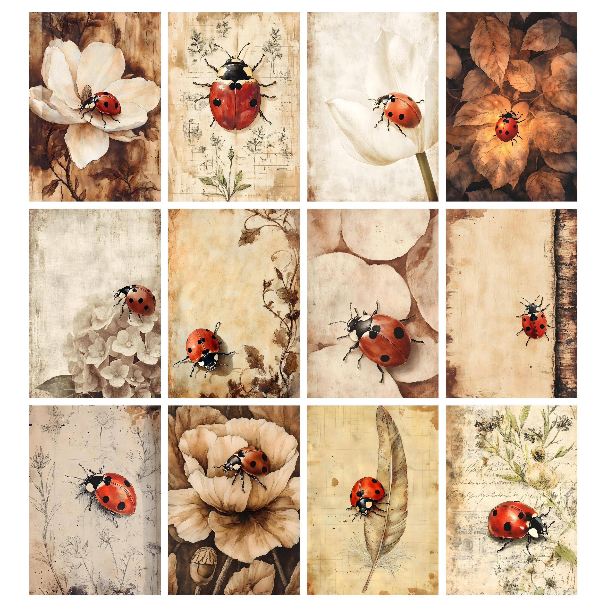 Ladybug Junk Journal Kit, Ladybug Journal Pages, Ladybug Ephemera ...