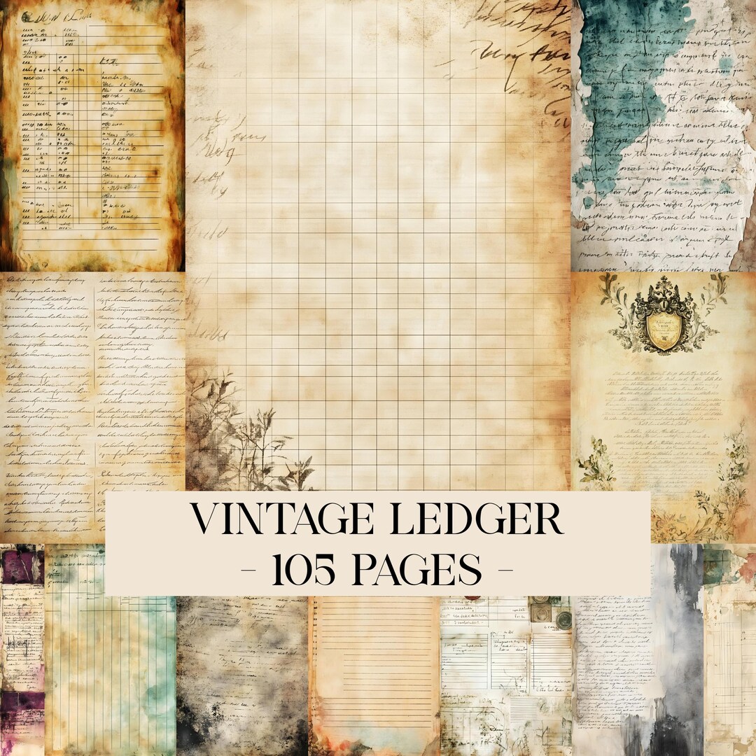 Vintage Ledger Paper, Distressed Journal, Vintage Lined Paper, Ledger ...