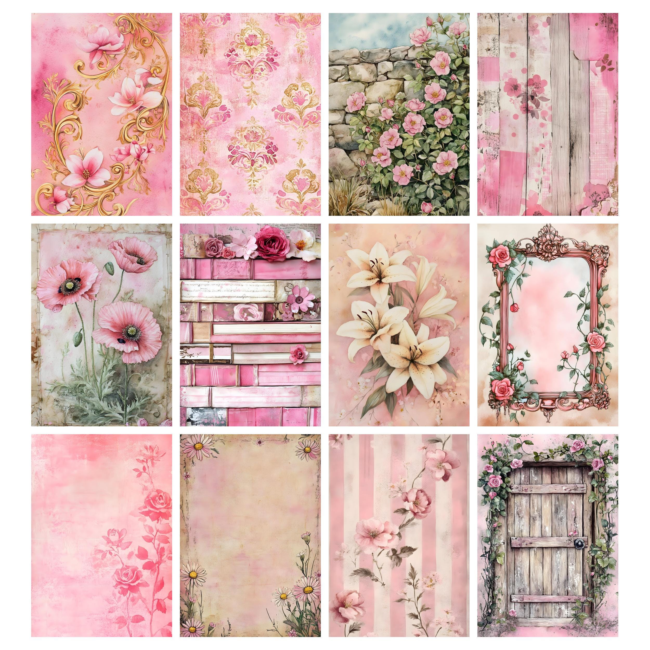 Pink Grungy Ephemera Stash Printable Junk Journal Kit Distressed ...