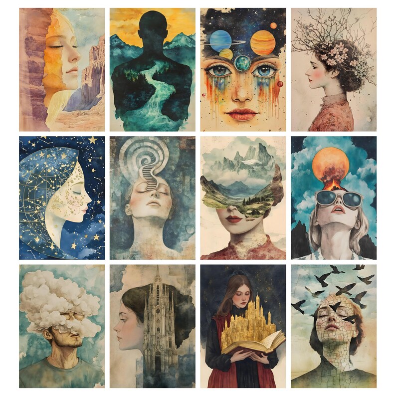 Surreal Collage Art Printables, Imaginative Collage, Surreal Journaling ...