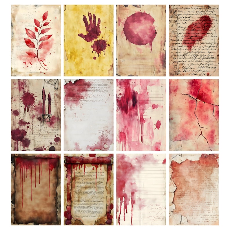 Bloody Old Pages, Bloody Journal Pages, Blood Splatter Paper, Grunge ...
