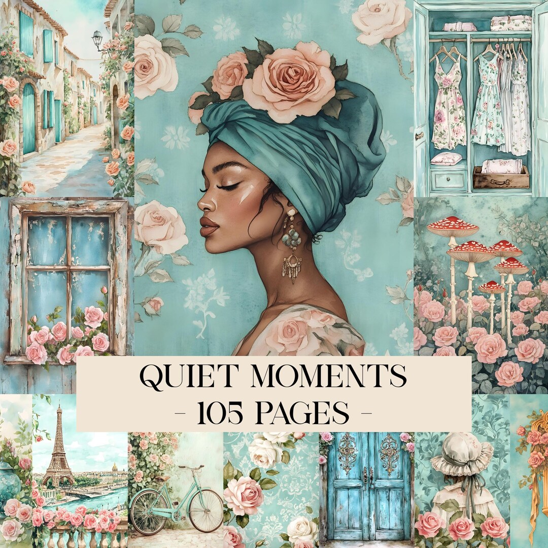 Shabby Chic Floral Digital Papers, Shabby Chic Roses Junk Journal Pages ...