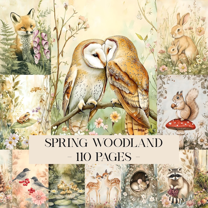 Woodland Animals Junk Journal Kit, Spring Journal Pages, Fox Journal ...