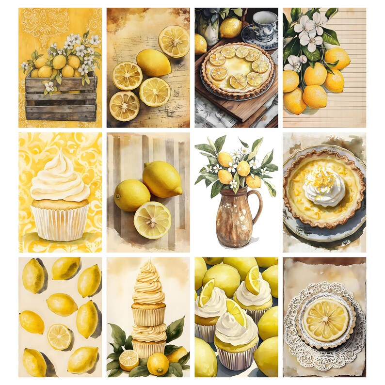 Lemon Junk Journal Pages, Yellow Lemons Printable Ephemera, Vintage ...