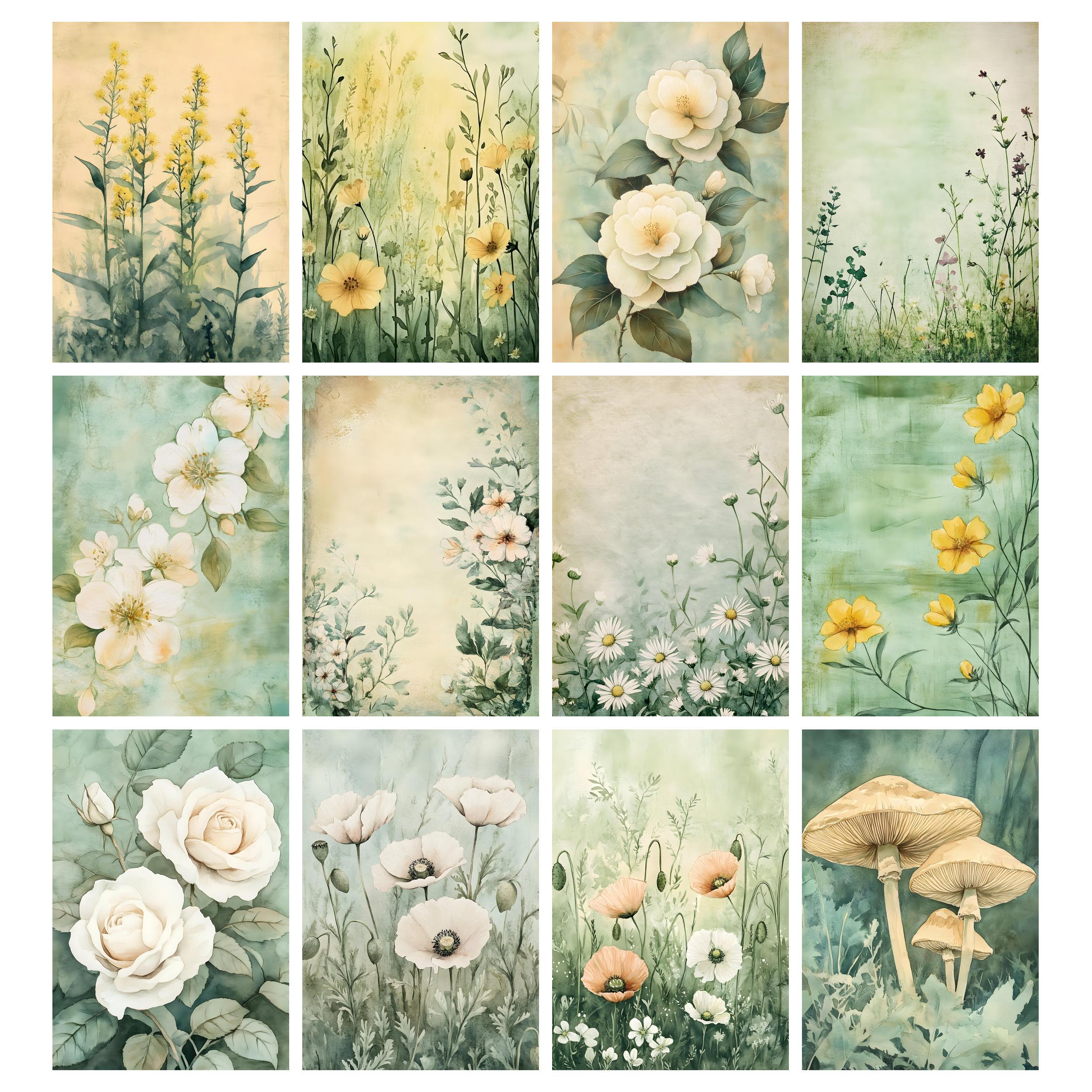 Spring Green Printable Paper Pack Grungy Gothic Digital Download Junk ...