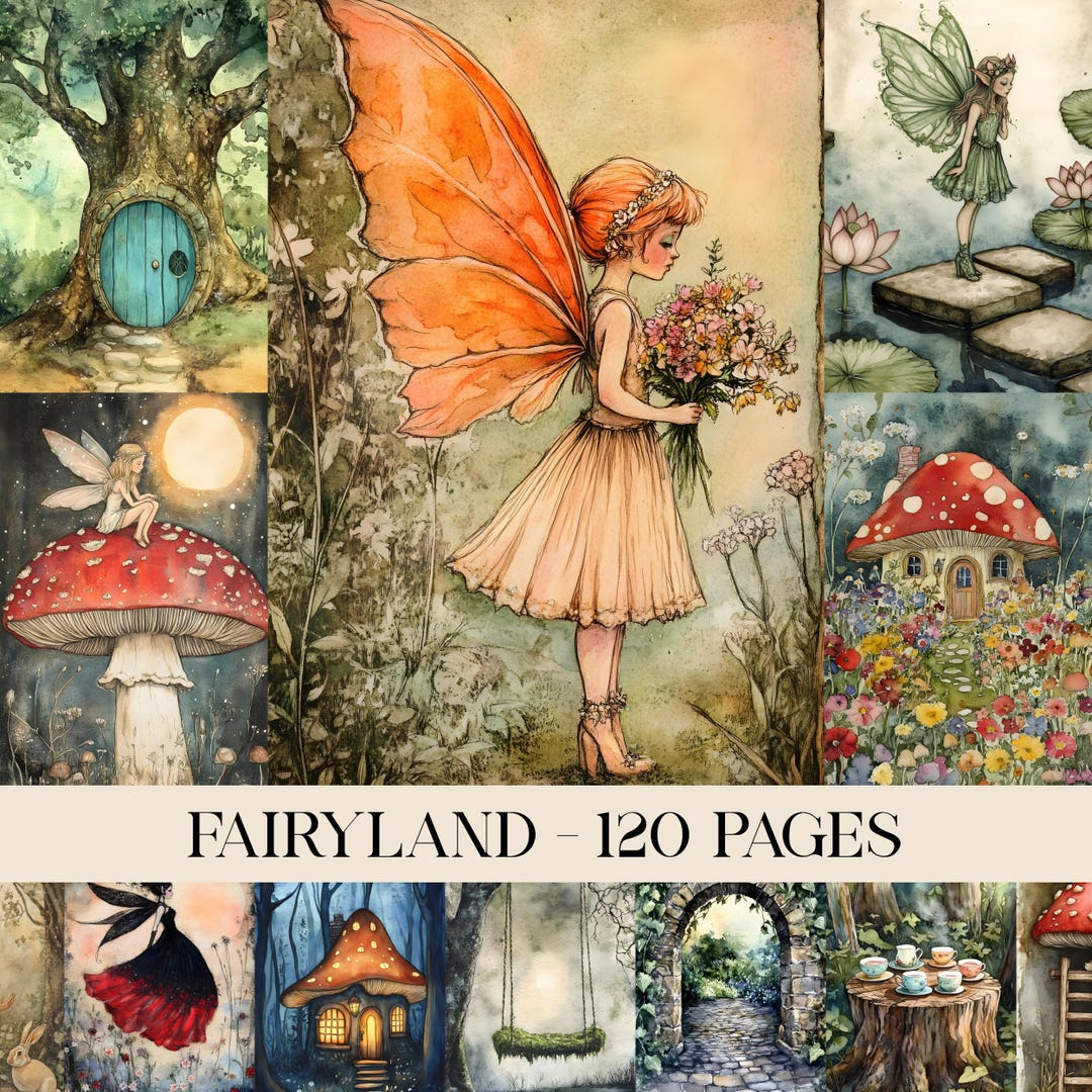 Fairy Land Digital Junk Journal Papers, Fairy Garden Papers, Fairy ...