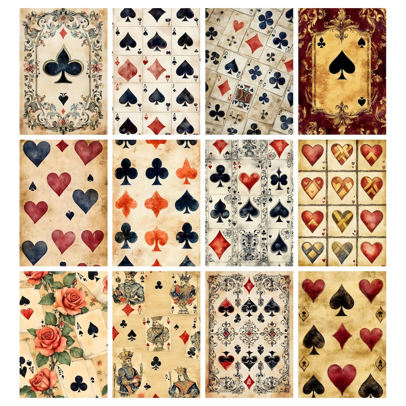 Vintage Playing Cards Ephemera, Poker Digital, Playing Card Digital ...