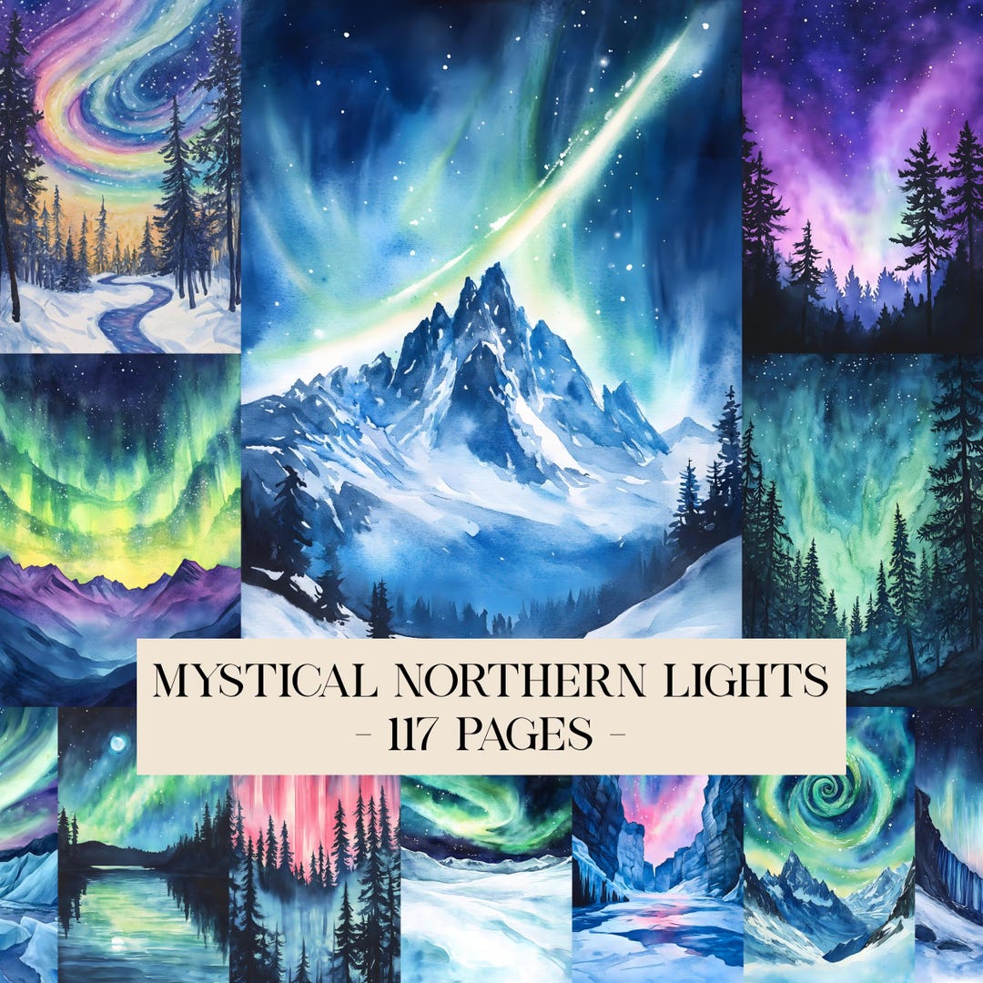 Mystical Northern Lights Junk Journal Kit, Junk Journal Printable ...
