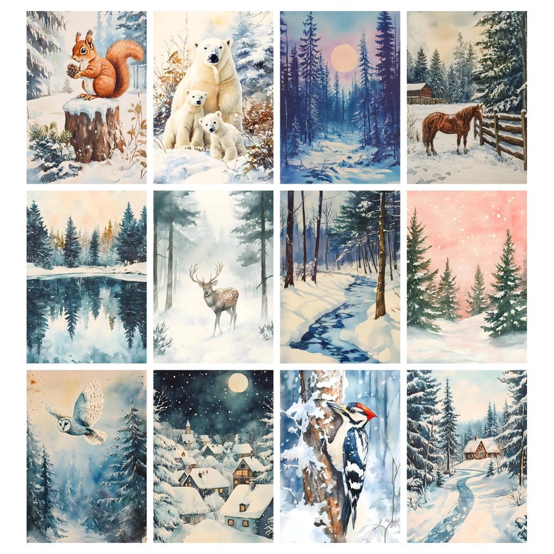 Winter Forest Junk Journal Pages, Winter Papers, Forest Ephemera ...