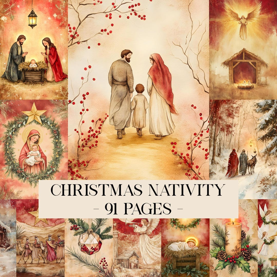 Christmas Nativity Junk Journal Pages, Christmas Nativity Pages ...