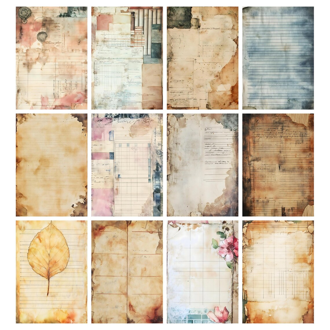 Vintage Ledger Paper, Distressed Journal, Vintage Lined Paper, Ledger ...
