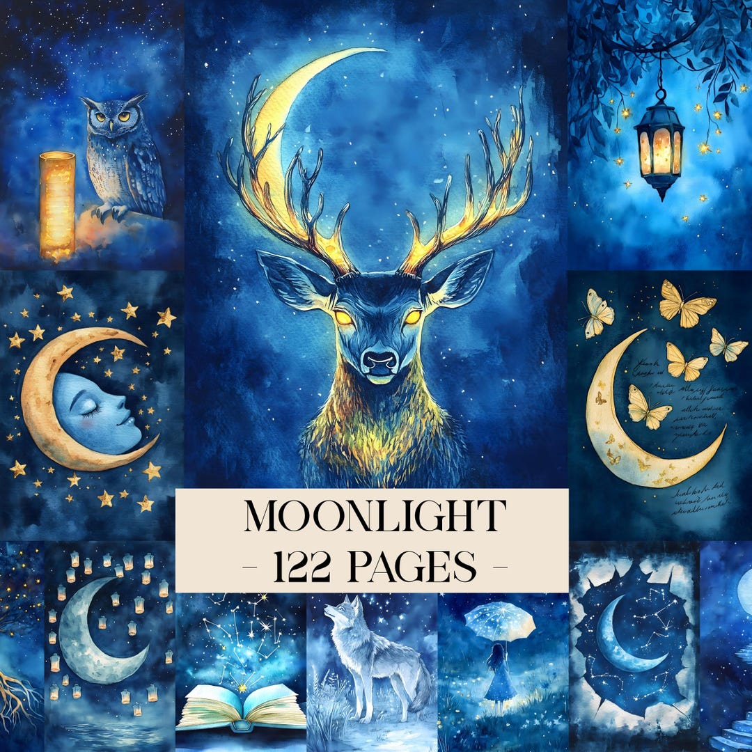 Moonlight Junk Journal Pages, Moon, Scrapbooking, Magical, Celestial ...
