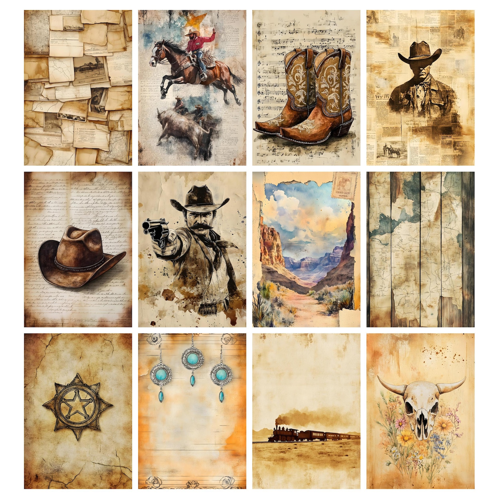 Vintage Western Junk Journal Printable Pages, Cowboy Junk Journal Kit ...