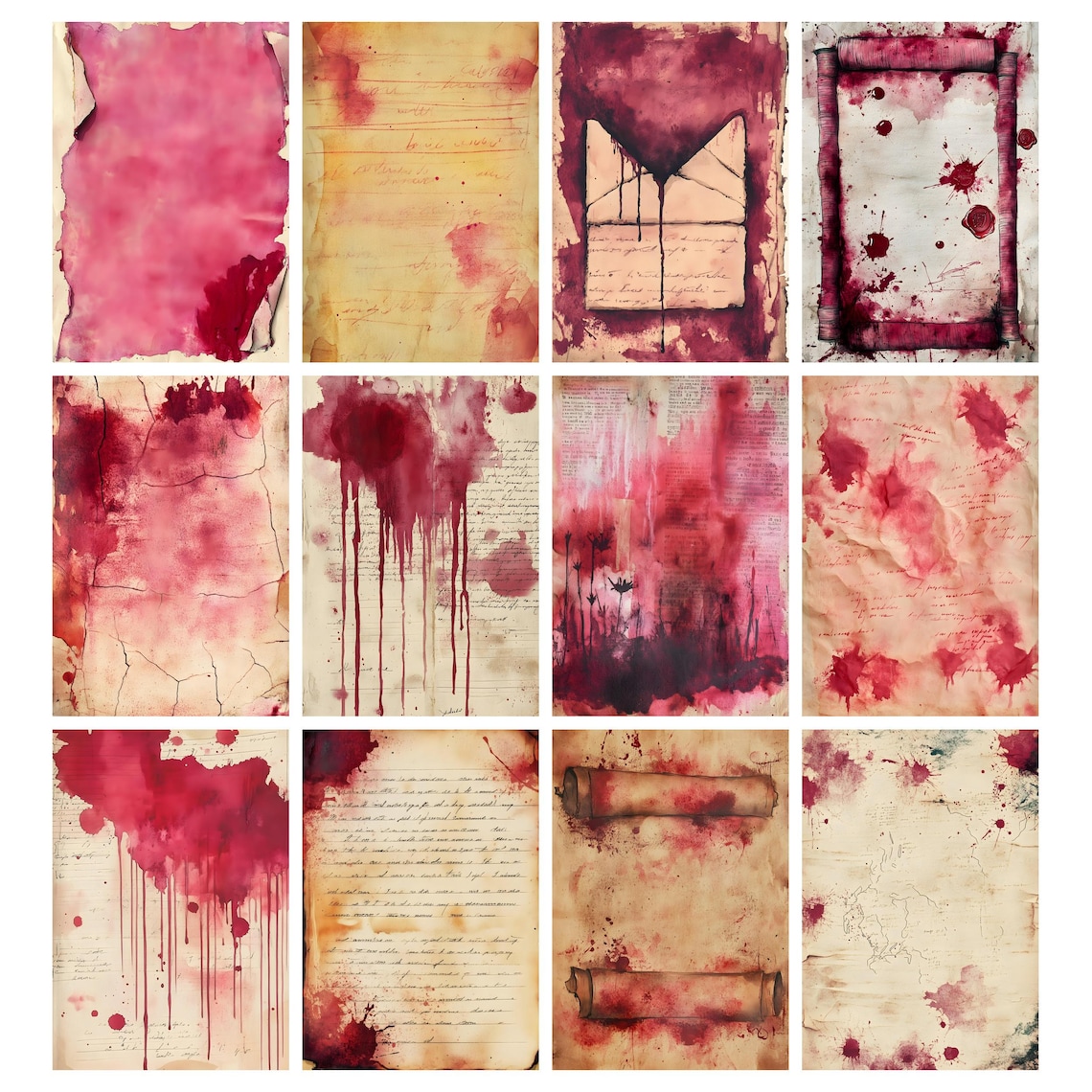 Bloody Old Pages, Bloody Journal Pages, Blood Splatter Paper, Grunge ...
