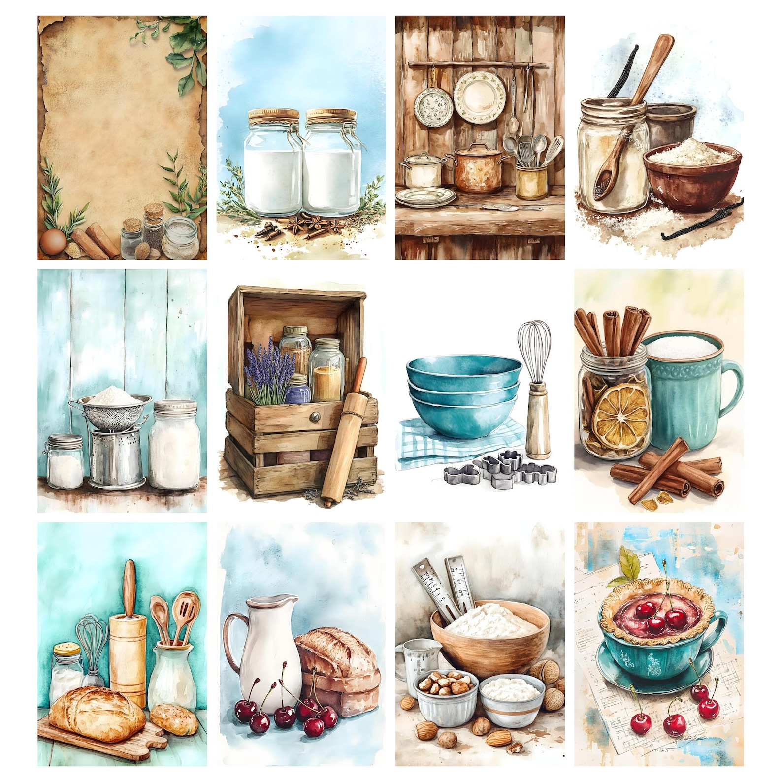 Baking Junk Journal Page Kit Digital Baking Scrapbook Papers Printable ...
