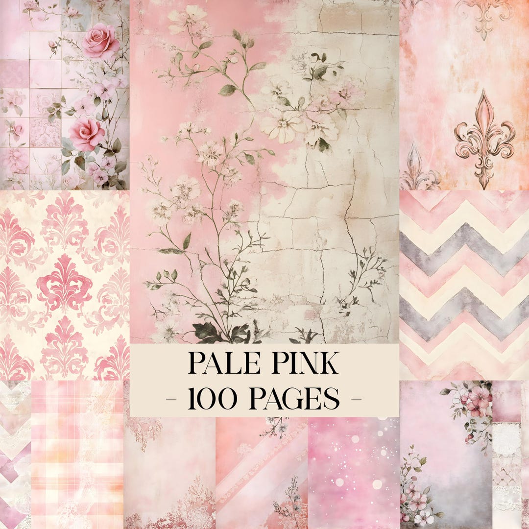 Pale Pink Digital Papers, Grunge Paper, Weathered Texture, Pink Junk ...