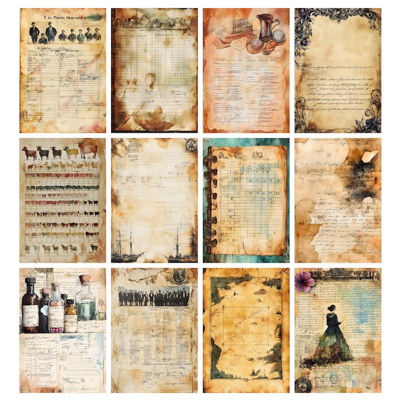Vintage Junk Journal Pages Aged Writing Pages Printable Ephemera ...