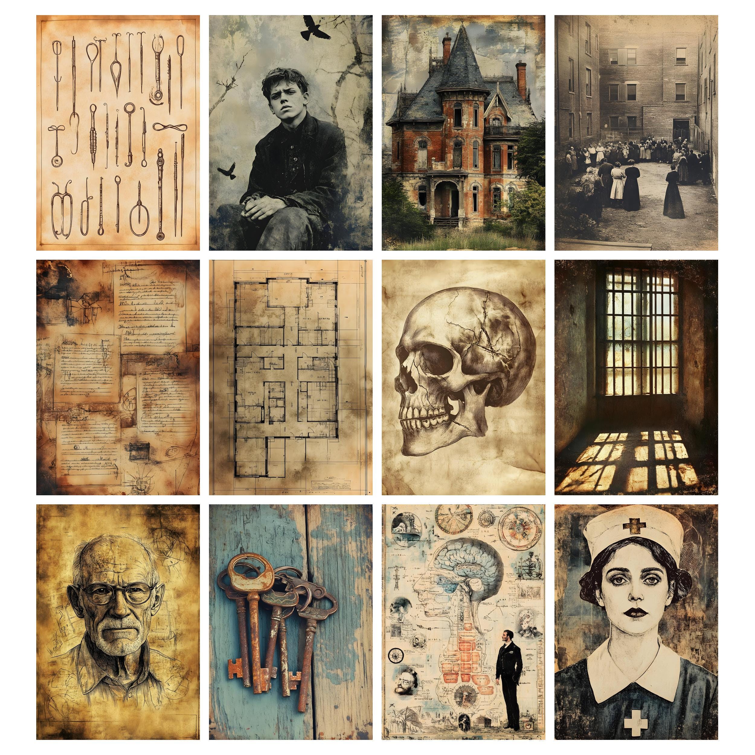 Anatomy of Madness, Vintage Asylum Junk Journal Pages, Psychiatric ...