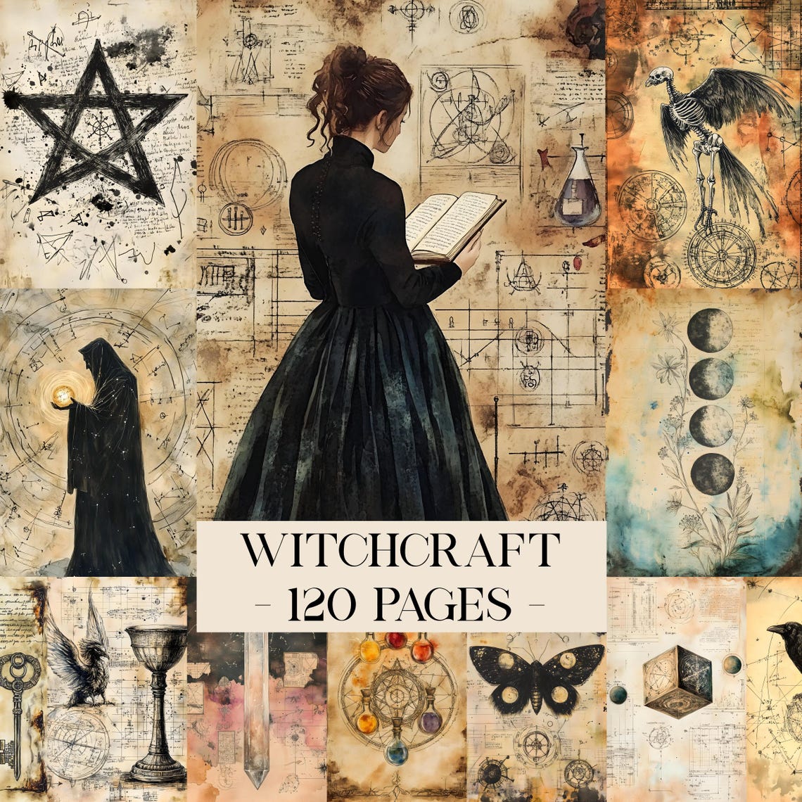 Witchy Junk Journal Pages, Witch Ephemera, Witch Junk Journal Kit ...