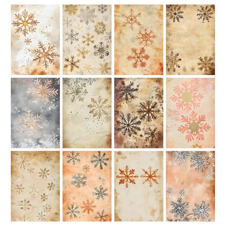 Snowflakes Digital Papers, Winter Snow Scrapbook Kit, Snowflake Papers ...