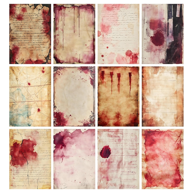 Bloody Old Pages, Bloody Journal Pages, Blood Splatter Paper, Grunge ...