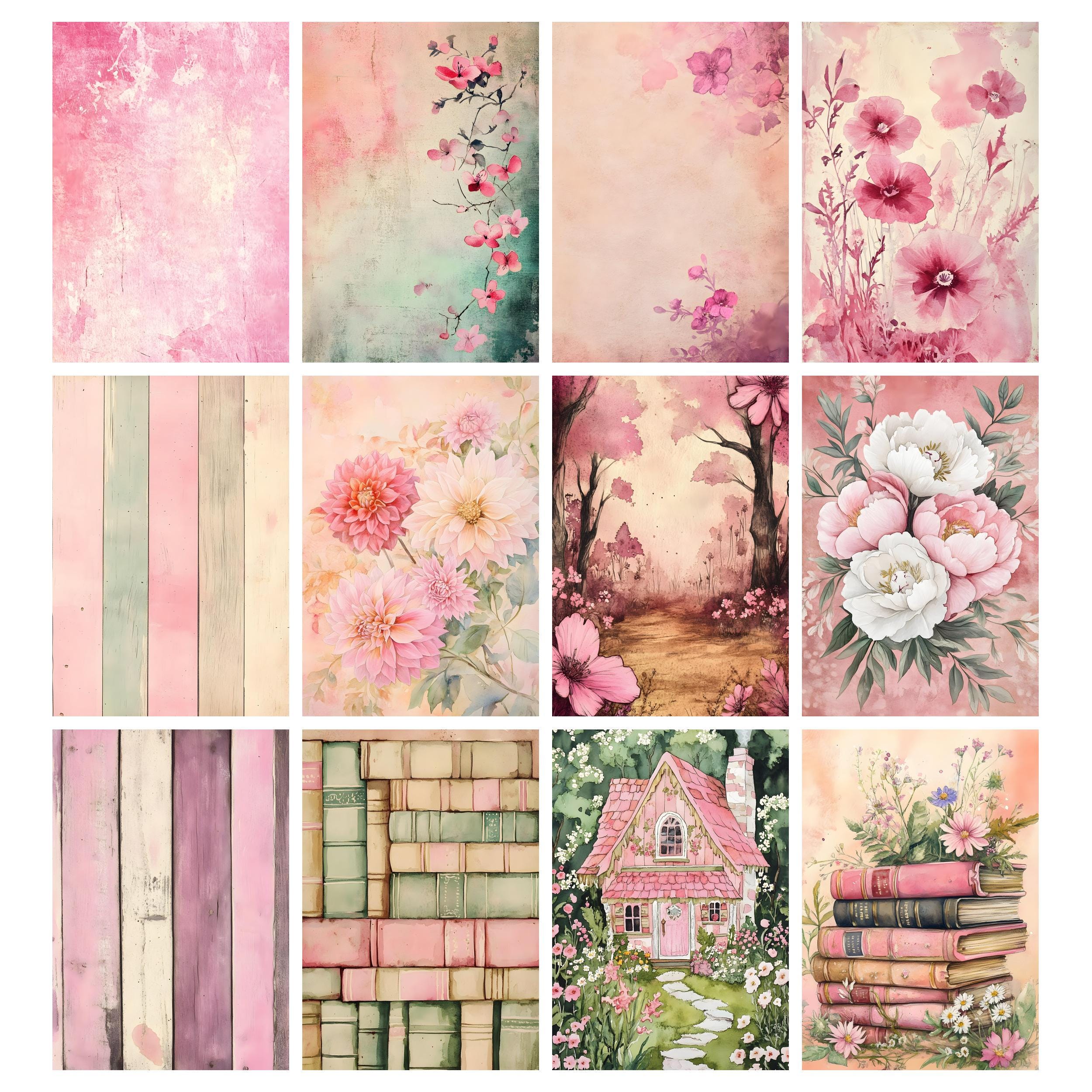 Pink Grungy Ephemera Stash Printable Junk Journal Kit Distressed ...