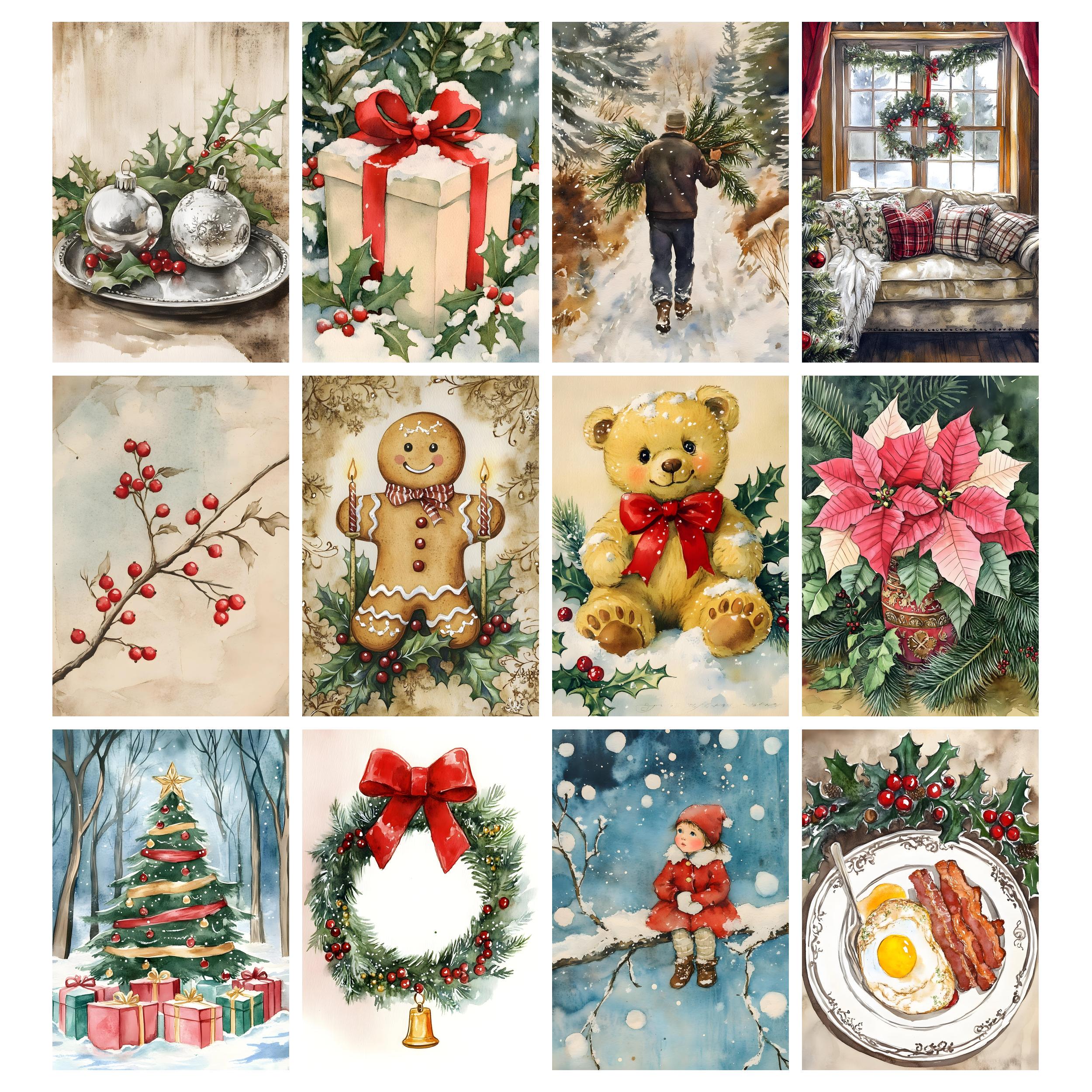White Christmas Holiday Digital Printable Junk Journal, Rustic Vintage ...