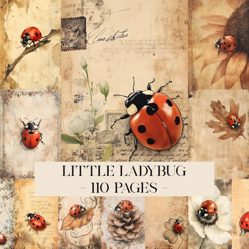 Ladybug Junk Journal Kit, Ladybug Journal Pages, Ladybug Ephemera ...
