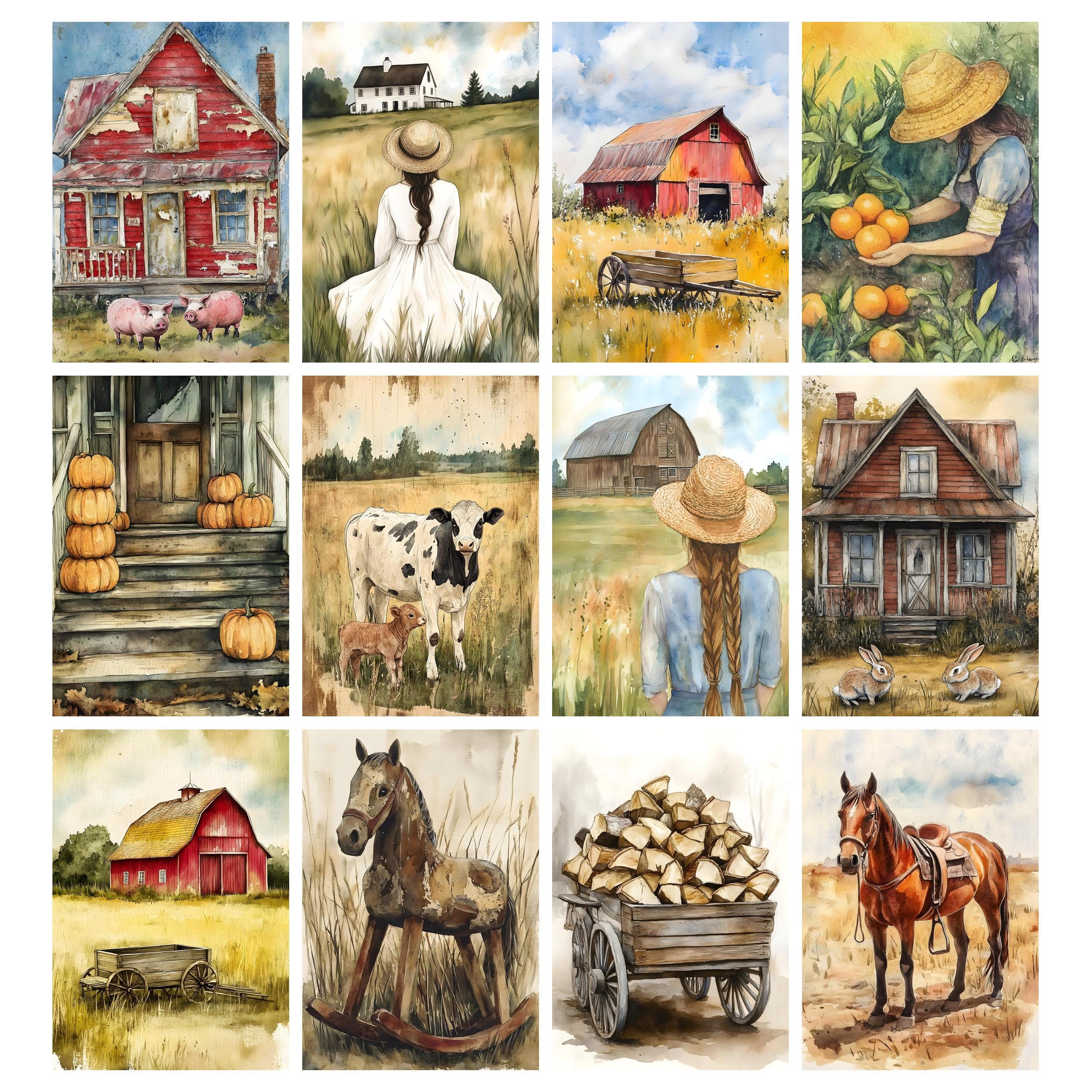 Rustic Farm Life Junk Journal Pages, Country Living Digital Collage ...