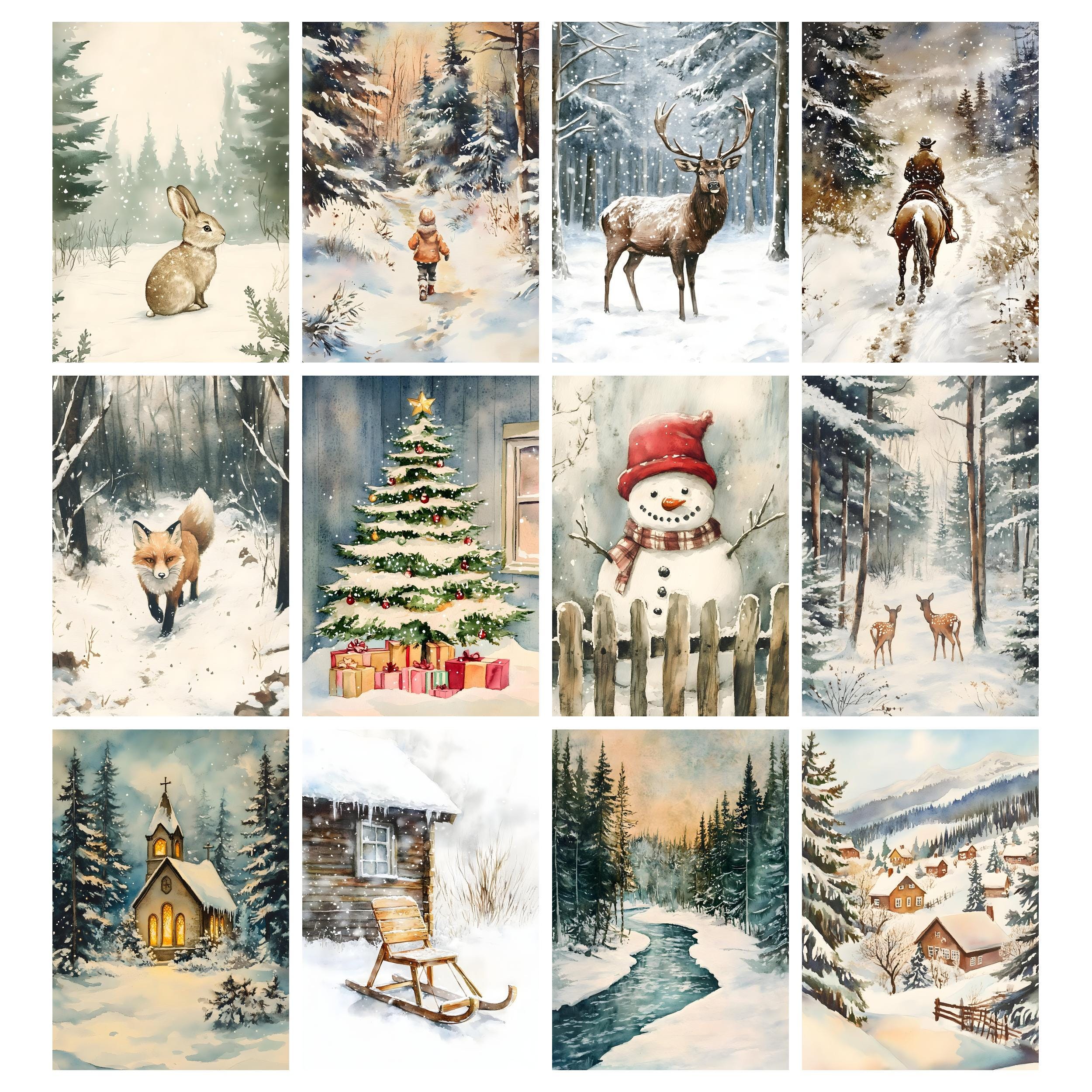 Rustic Winter Junk Journal Pages, Winter Woodland, Winter Papers, Cozy ...