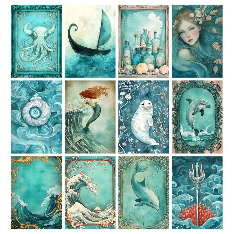 Celtic Azure Sea Pages Mermaid Journal Nautical Ephemera Underwater ...