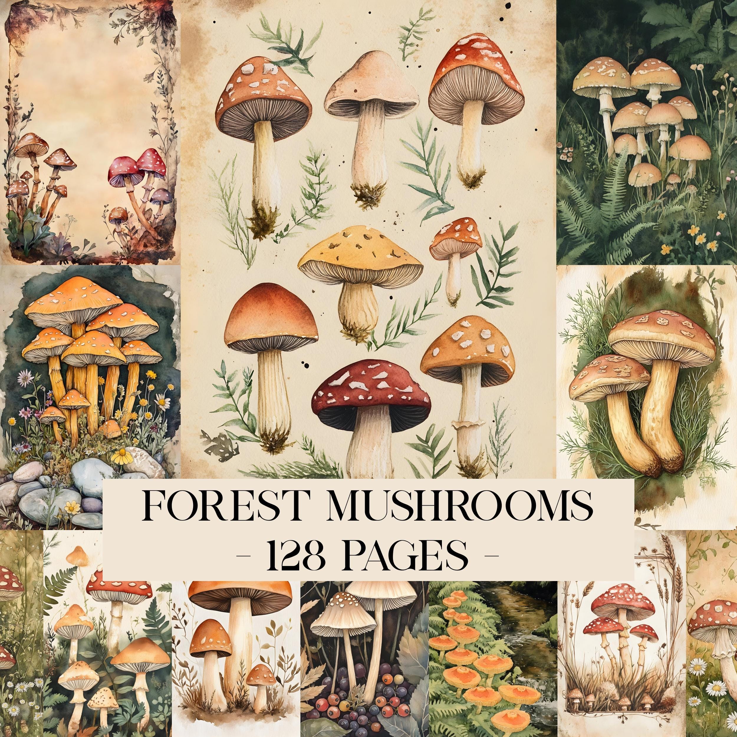 Forest Mushrooms Junk Journal Kit, Vintage Mushrooms Printable Pages ...