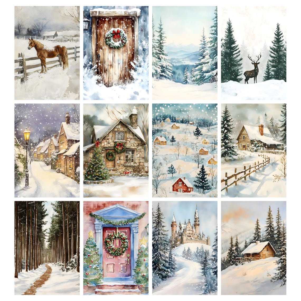 Rustic Winter Junk Journal Pages, Winter Woodland, Winter Papers, Cozy ...