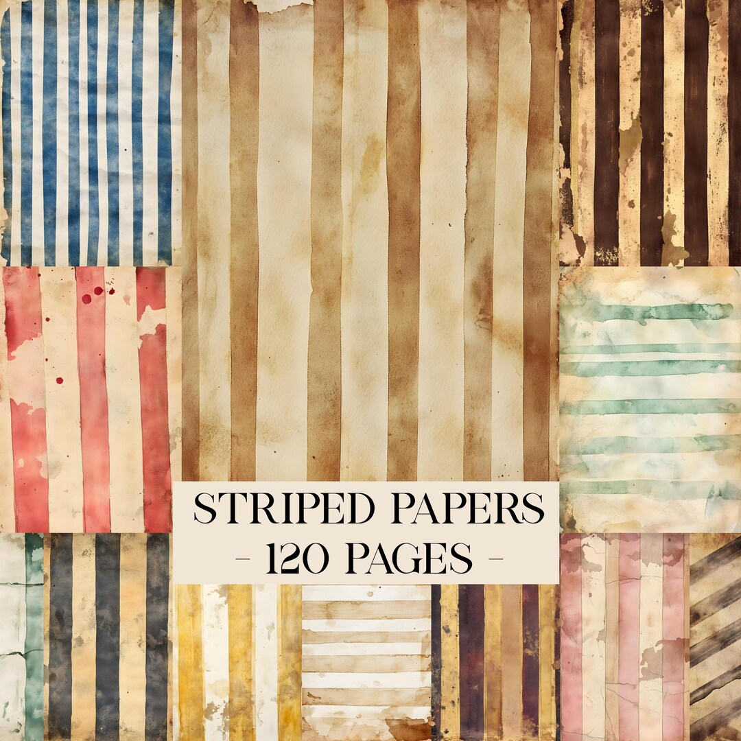 Striped Digital Papers, Striped Backgrounds, Digital Vintage Collage ...