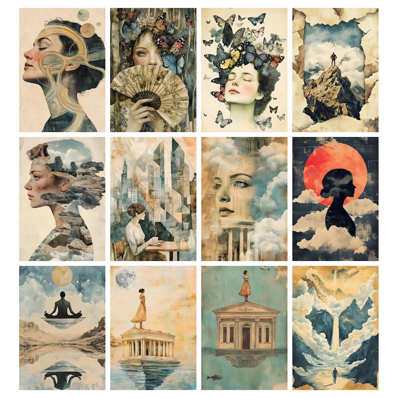 Digital Surrealism Paper, Mysterious Woman Portraits, Surreal Art ...