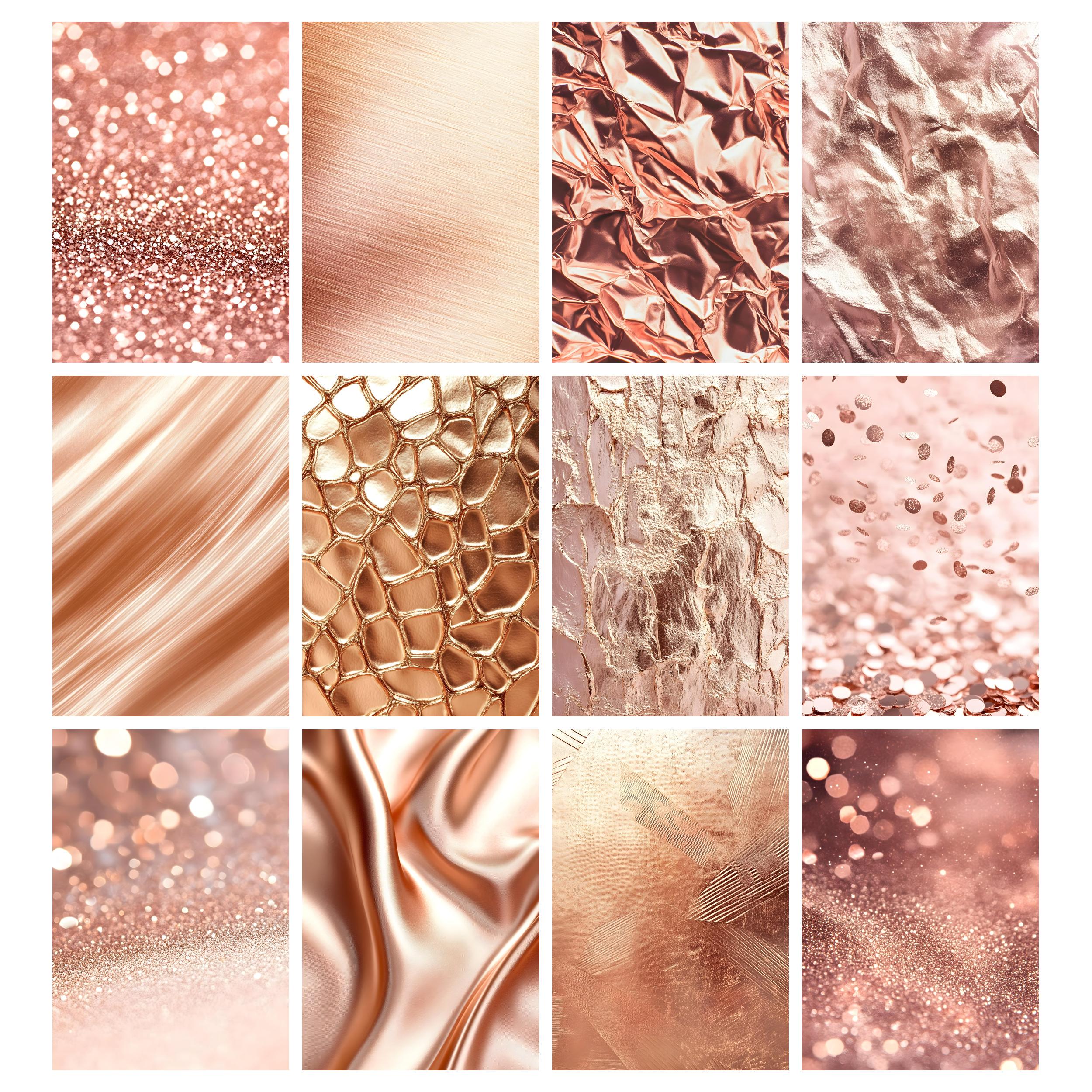 Rose Gold Textures Digital Papers, Rose Gold Foil Backgrounds, Rose ...