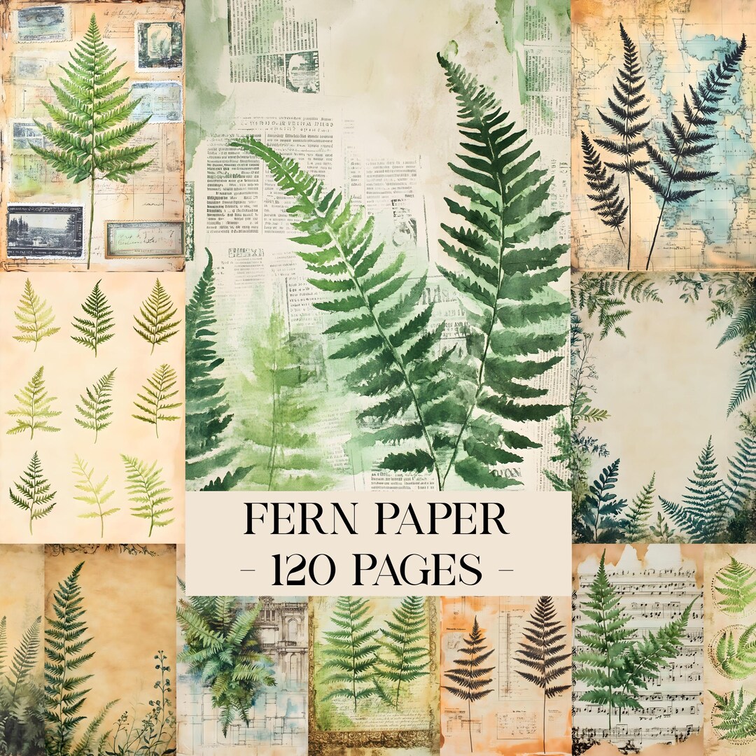 Botanical Paper Printable Kit, Forest Fern Paper for Notebooks ...
