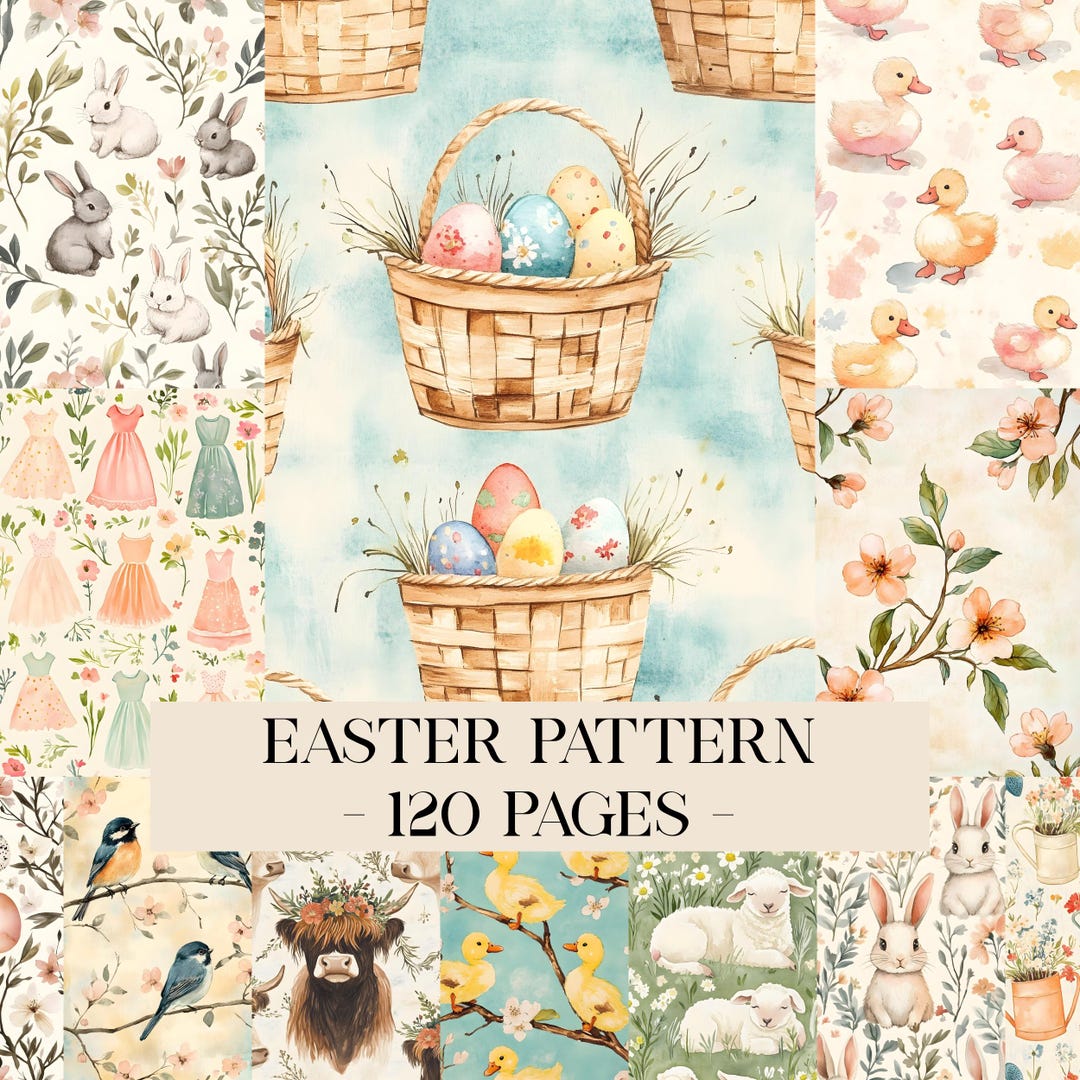 Easter Digital Papers, Easter Patterns, Easter Junk Journal Pages ...