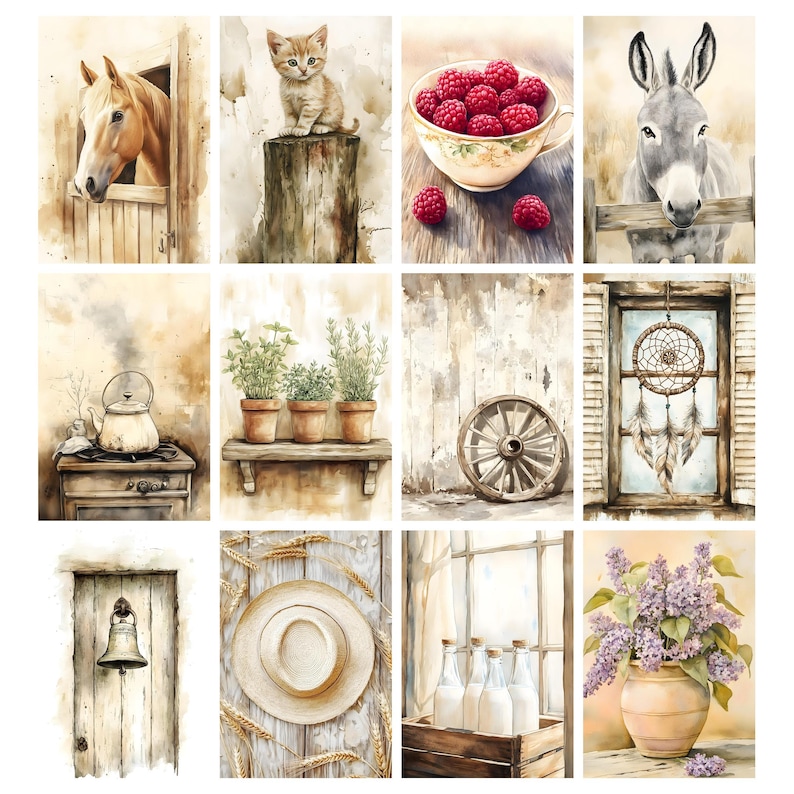 Rustic Farmhouse Journal, Vintage Farm Junk Journal Pages, Farm Digital ...