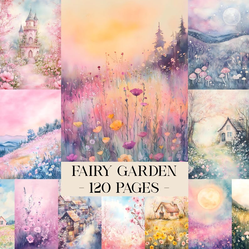 Fairy Garden Digital Papers, Secret Garden Junk Journal Pages ...