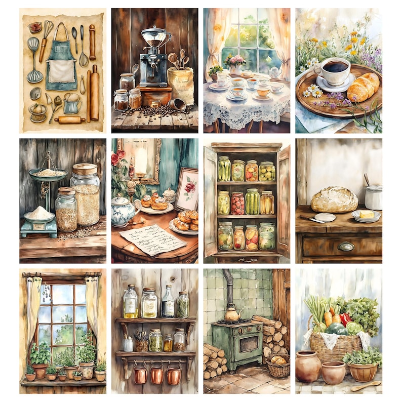 Old Kitchen Junk Journal Kit, Cottagecore Cookbook Printable, Cooking ...