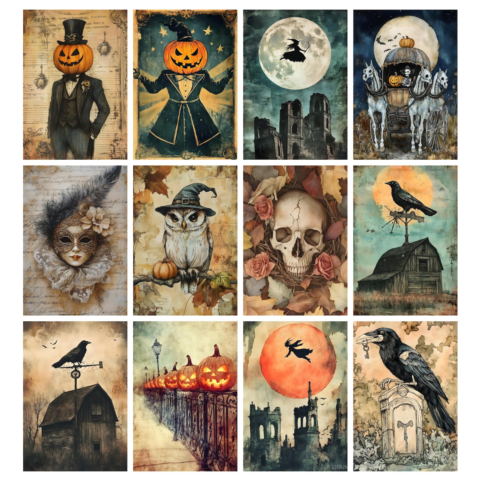 Halloween Junk Journal Pages, Spooky Gothic Printable, Digital ...