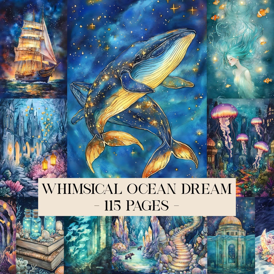 Whimsical Ocean Digital Papers, Nautical Junk Journal Pages, Ocean ...