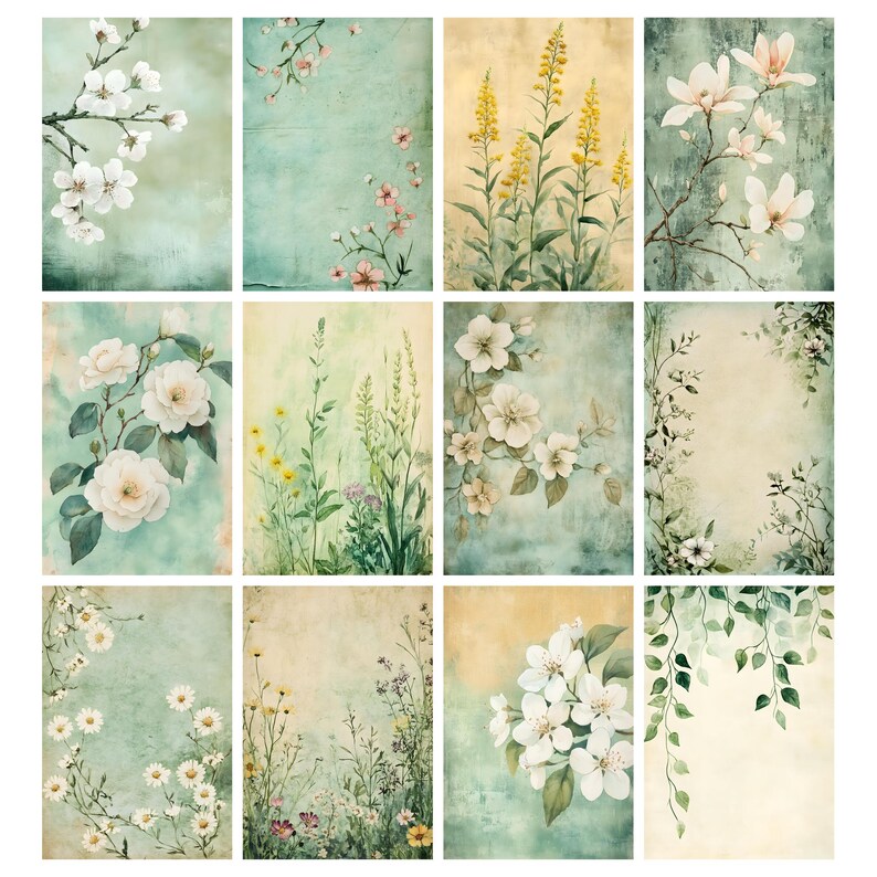 Spring Green Printable Paper Pack Grungy Gothic Digital Download Junk ...