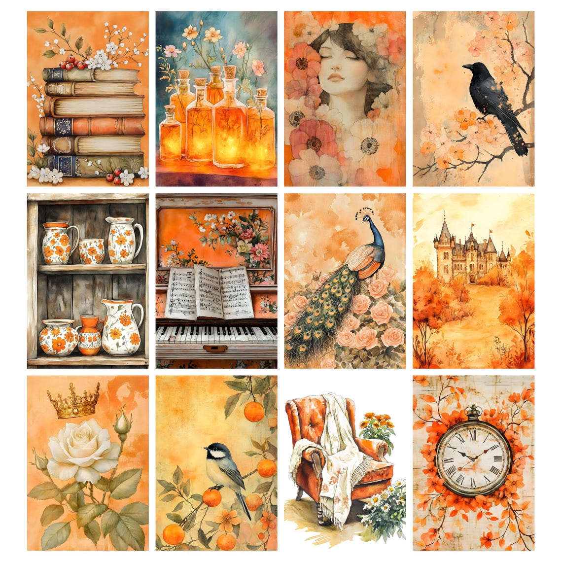 Gentle Orange Pages for Scrapbook and Junk Journal, Digital Paper ...