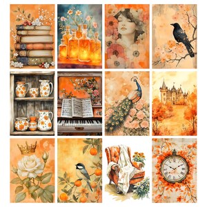 Gentle Orange Pages for Scrapbook and Junk Journal, Digital Paper ...