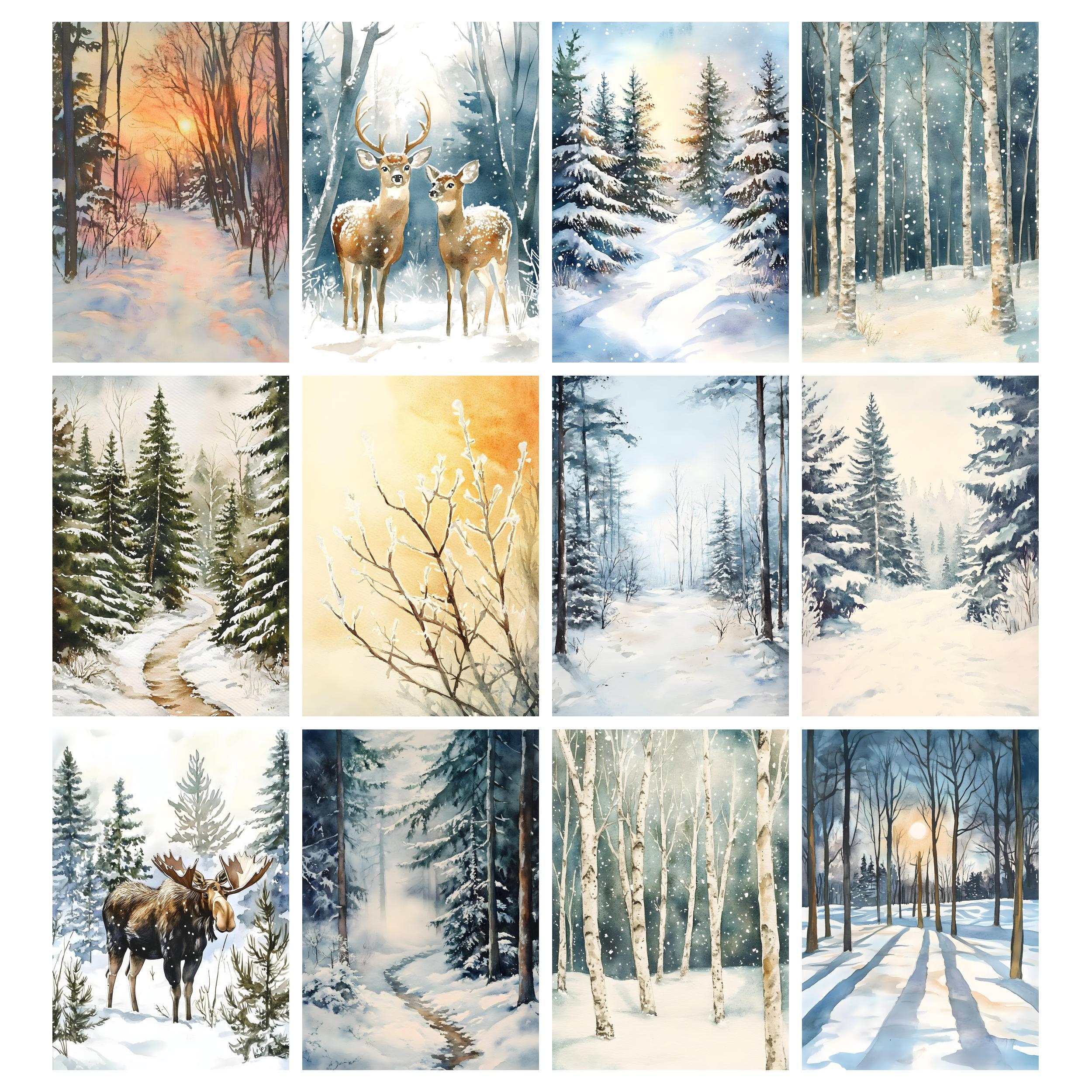 Winter Forest Junk Journal Pages, Winter Papers, Forest Ephemera ...