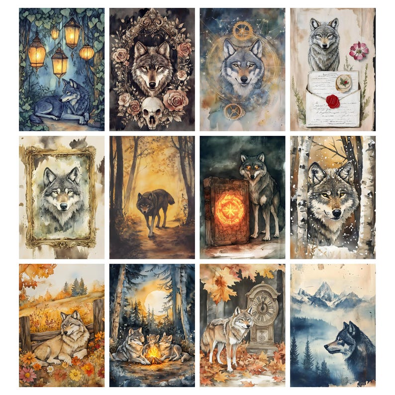 Wolves Junk Journal Kit, Majestic Canine Printables, Wild Animal ...