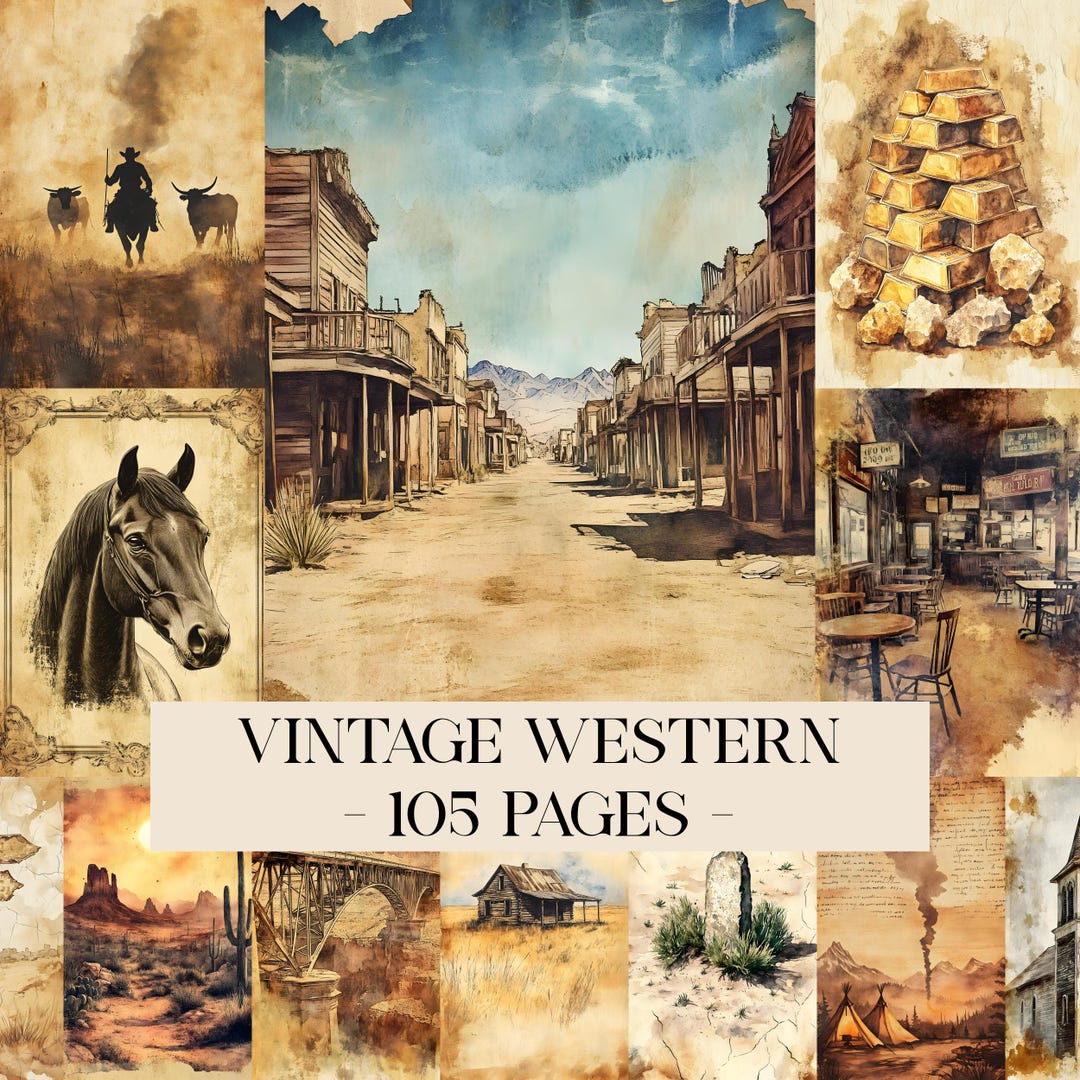 Vintage Western Junk Journal Printable Pages, Cowboy Junk Journal Kit ...