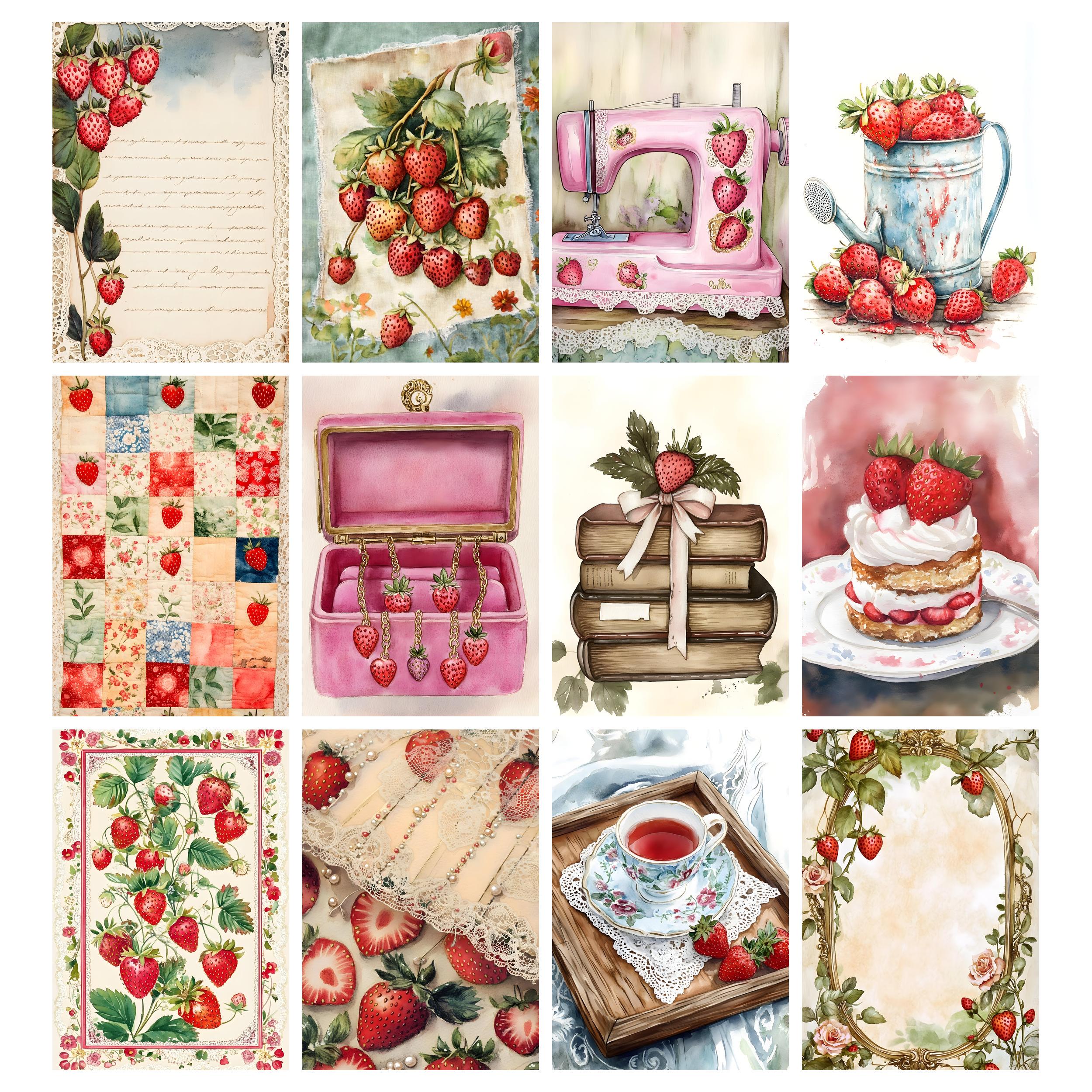 Shabby Strawberry Junk Journal Kit, Strawberries Junk Journal, Garden ...